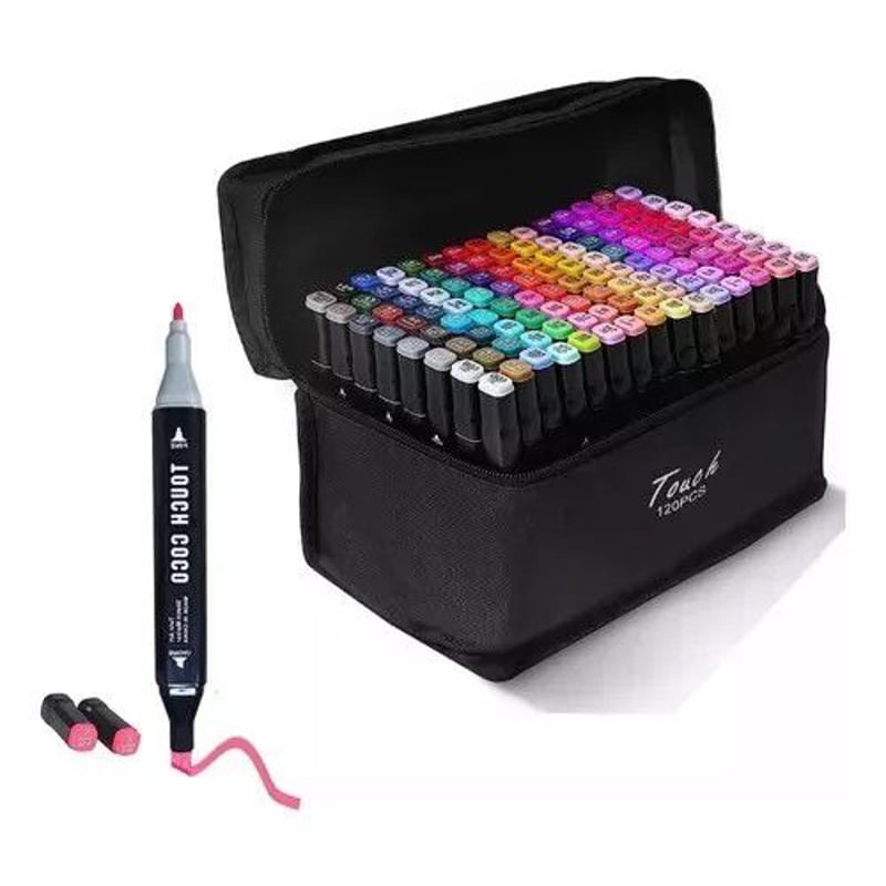 Marcadores Dibujo Set x 120 Colores Doble Punta Base Alcohol GENERICO ...