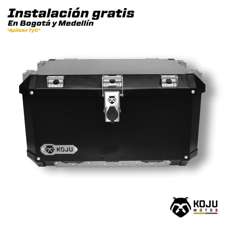 Maletero en aluminio para moto-59L tono NEGRO marca KOJU KOJU ...