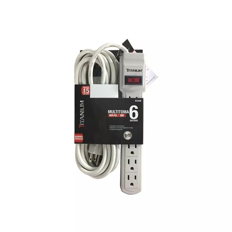 Multitoma De 6 Puestos Con Extencion De 5 Mts De Largo TITANIUM ...