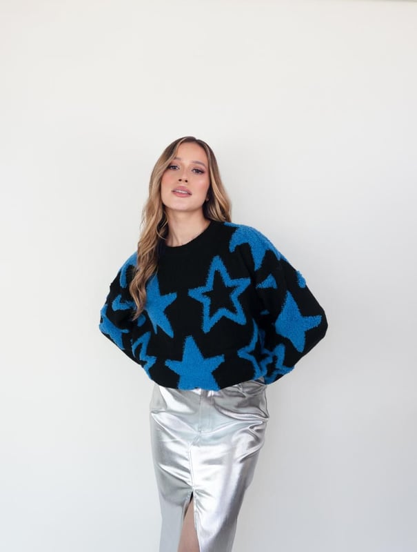 Suéter Para Mujer Azul Cuello Redondo - The Little Star Azul GENERICO ...
