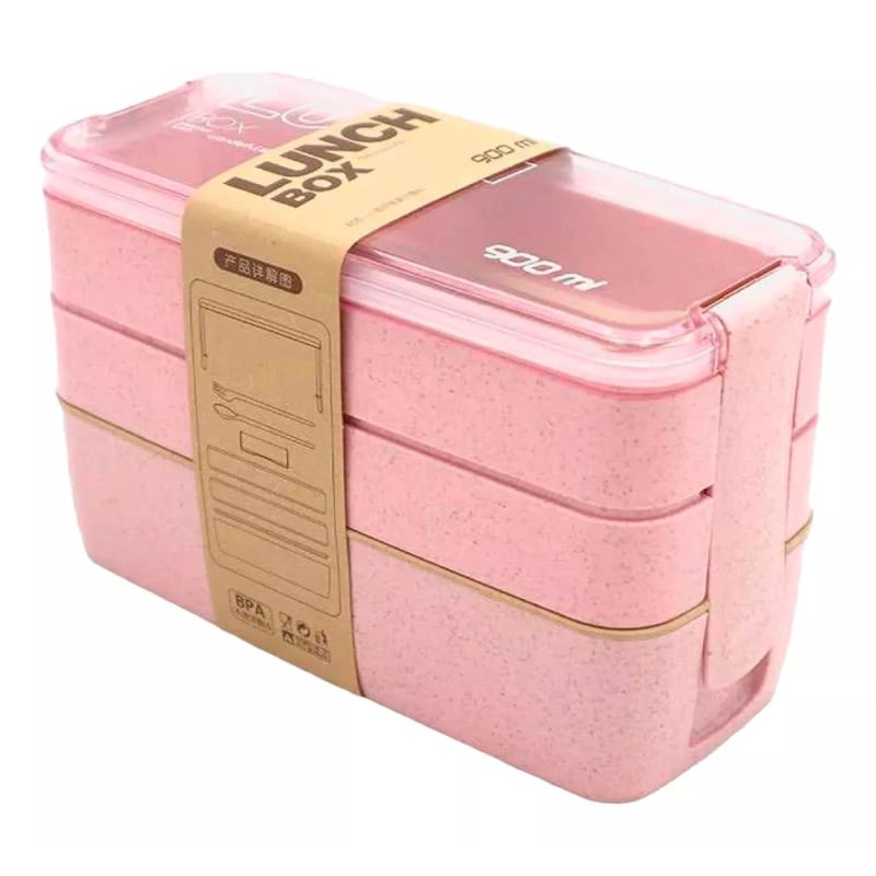 Tupper Lunch Box Slim Porta Comida 3 Pisos Cubiertos 900ml DIANSHENG ...