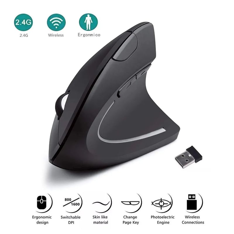Mouse Ergonómico Inalámbrico Vertical Óptico Negro GENERICO | falabella.com