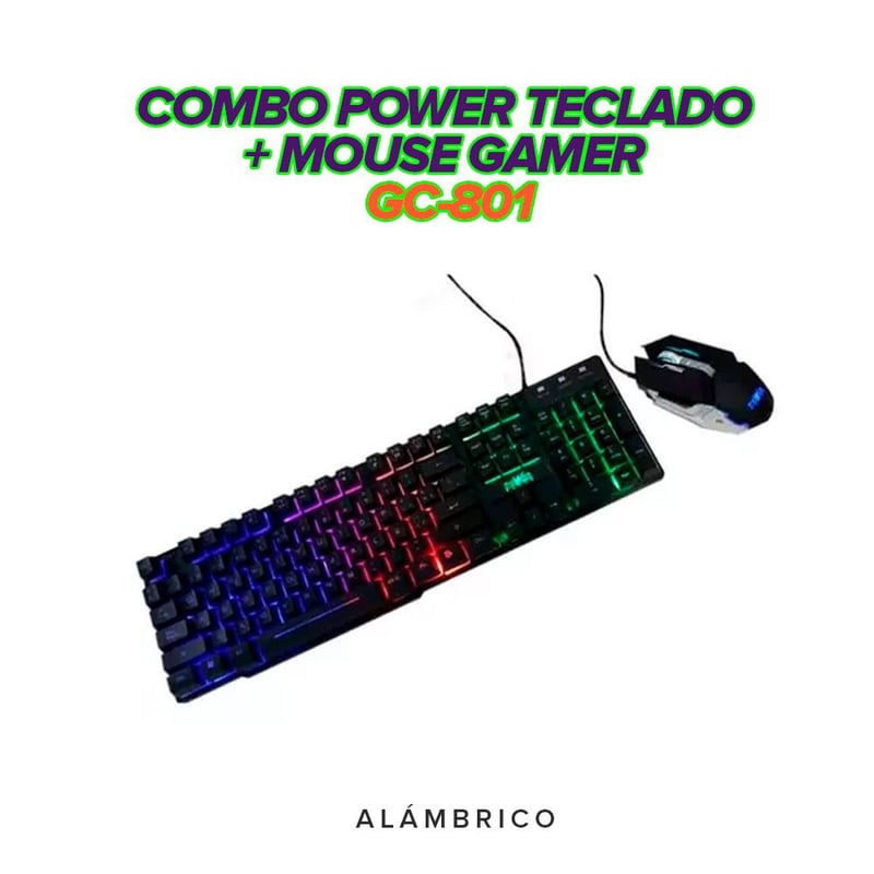 COMBO DE TECLADO Y MOUSE GAMER GC-801 ALAMBRICO POWER GROUP | falabella.com