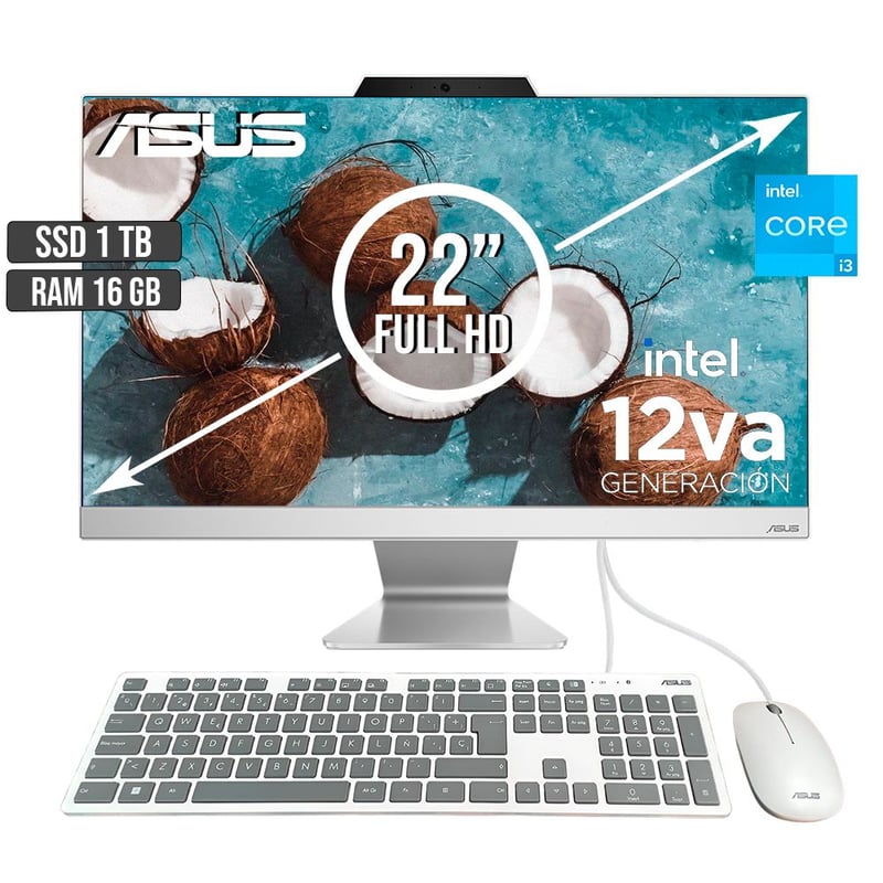 TODO EN UNO ASUS INTEL CORE I3-1215U SSD 1TB RAM 16GB LED 22 FULL HD ...