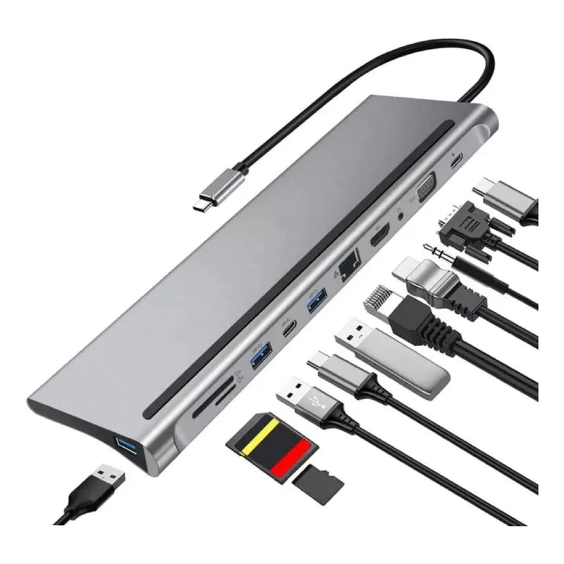Hub Multipuertos Usb C 11 En 1 Red Gigabit Hdmi 4k Soporte SHENGKE ...