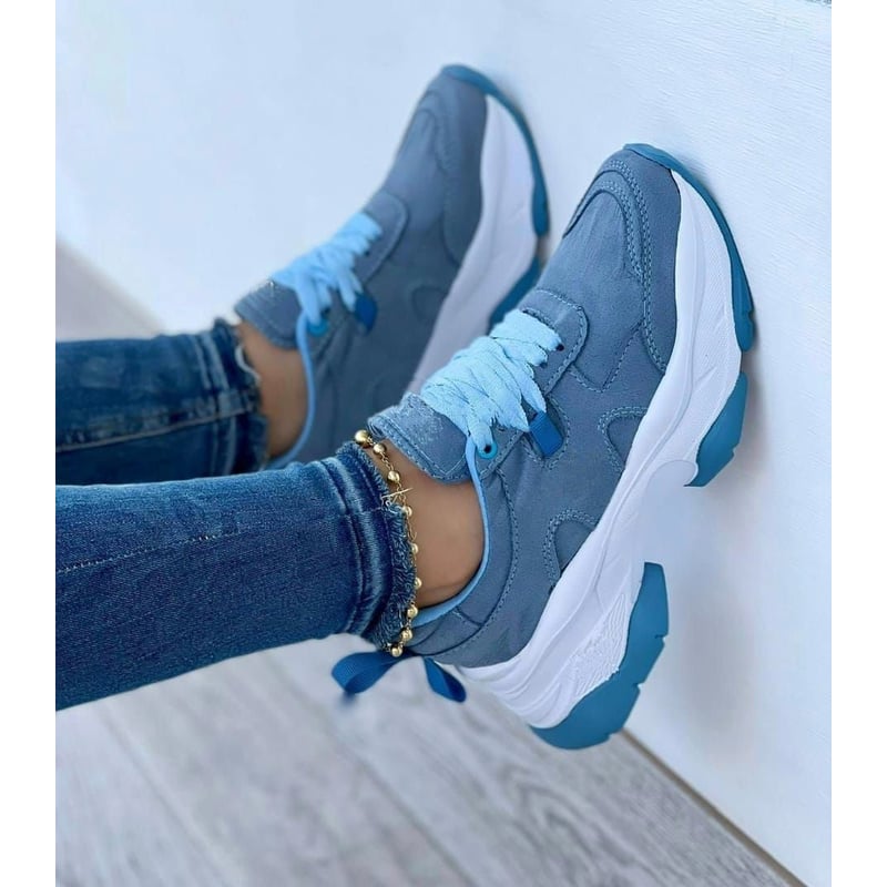 Tenis Azul Bellos Dama Zapatillas Zapatos Mujer Lindos Moda Casual ...