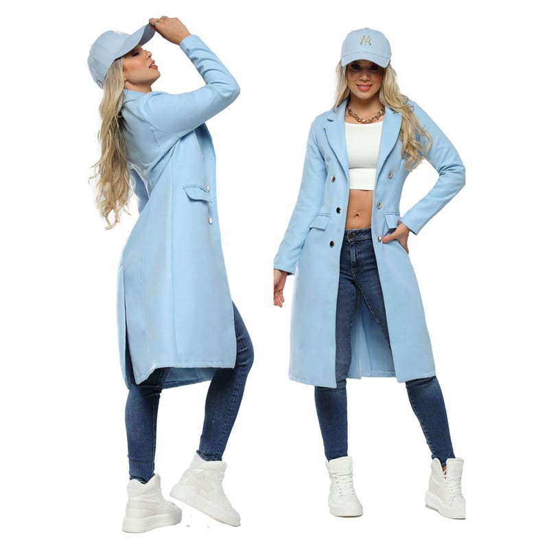Gaban Para Mujer De Paño Abrigo largo Azul Cielo SYK | falabella.com