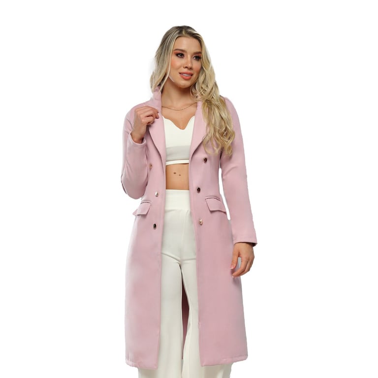 Gaban Para Mujer De Paño Abrigo largo Palo De Rosa SYK | falabella.com