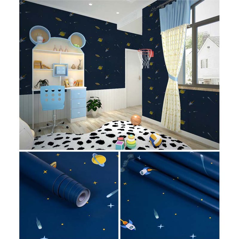 Papel Vinilo Adhesivo De 10 M X 45 Cm Azul Infantil GENERICO ...