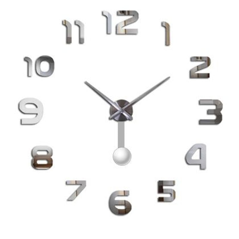 RELOJ DE PARED 3D TAMAÑO 100X100CM CON PENDULO COLOR PLATEADO COOL TIME ...