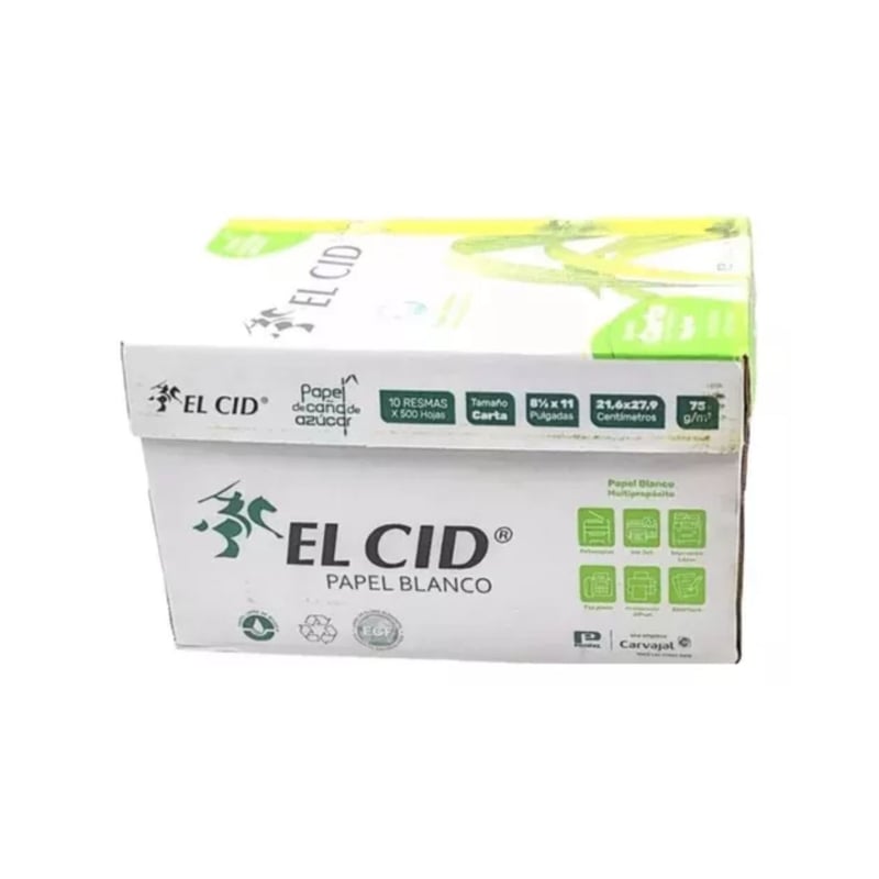 Caja X10 Resmas De Papel Bond Blanco Carta 75gr - El Cid GARABATOS ...