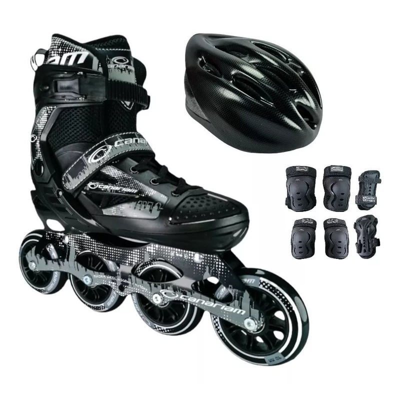 Patines Canariam Semiprofesional Proteccion Negro Gris S CANARIAM ...