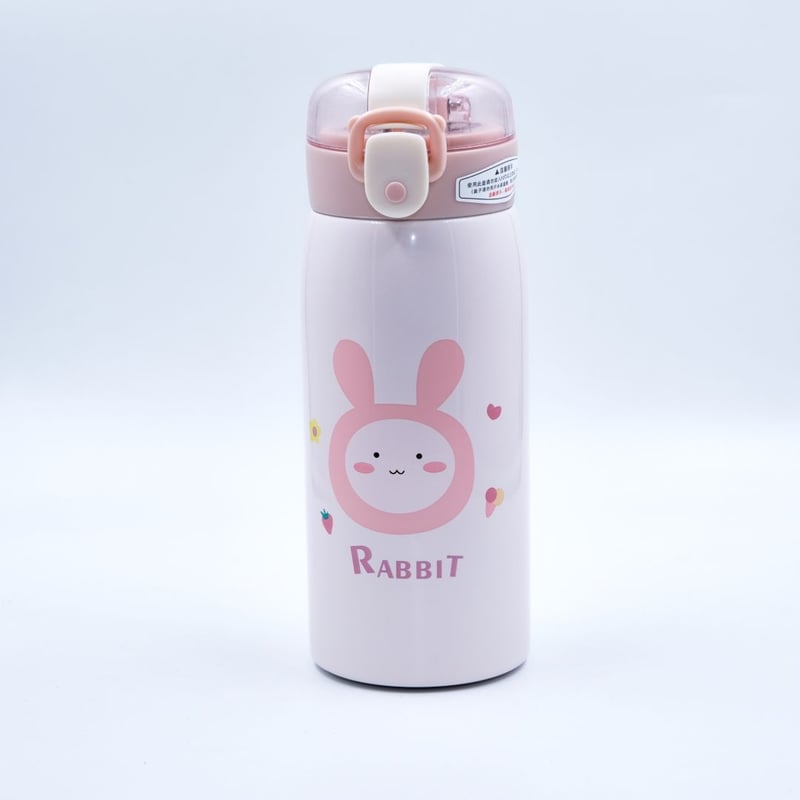 Termo Acero Inoxidable Rosa Con Pitillo Diseño Rabbit 350Ml GENERICO ...