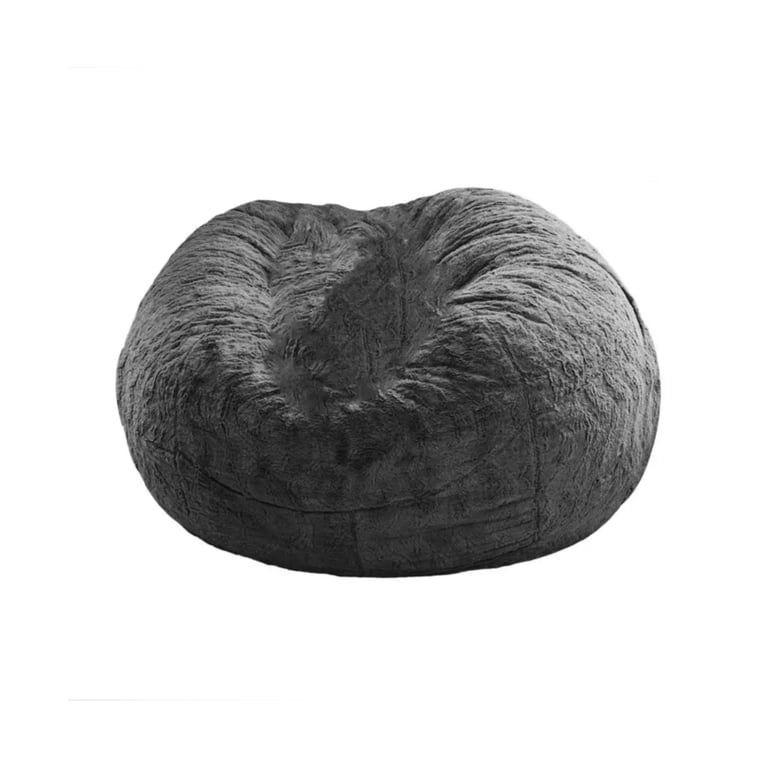 Puff Redondo Tela Peluche Gigante Gris Silla Cojín Dormipuff DORMIPUFF ...