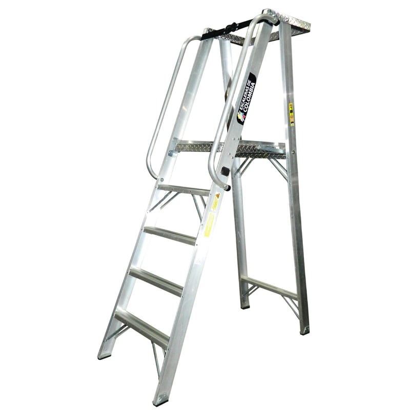 Escalera Certificada Tipo Tijera Plataforma En Aluminio 5 pasos / 1 ...