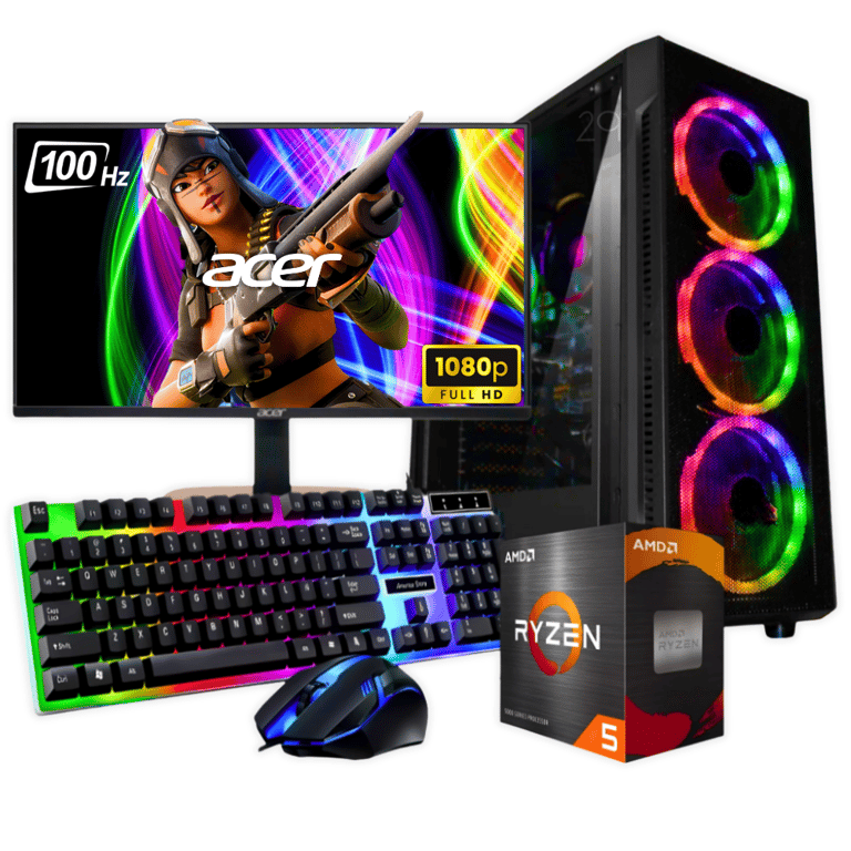 TORRE GAMER RYZEN 5 5600G /32GB RAM /SSD 1TB /BOARD A520M /MONITOR 22 ...