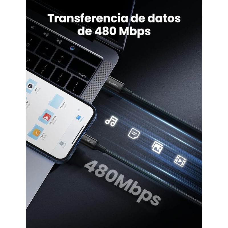 UGREEN Cable Usb C a Lightning MFI Carga Rápida 1m UGREEN | falabella.com