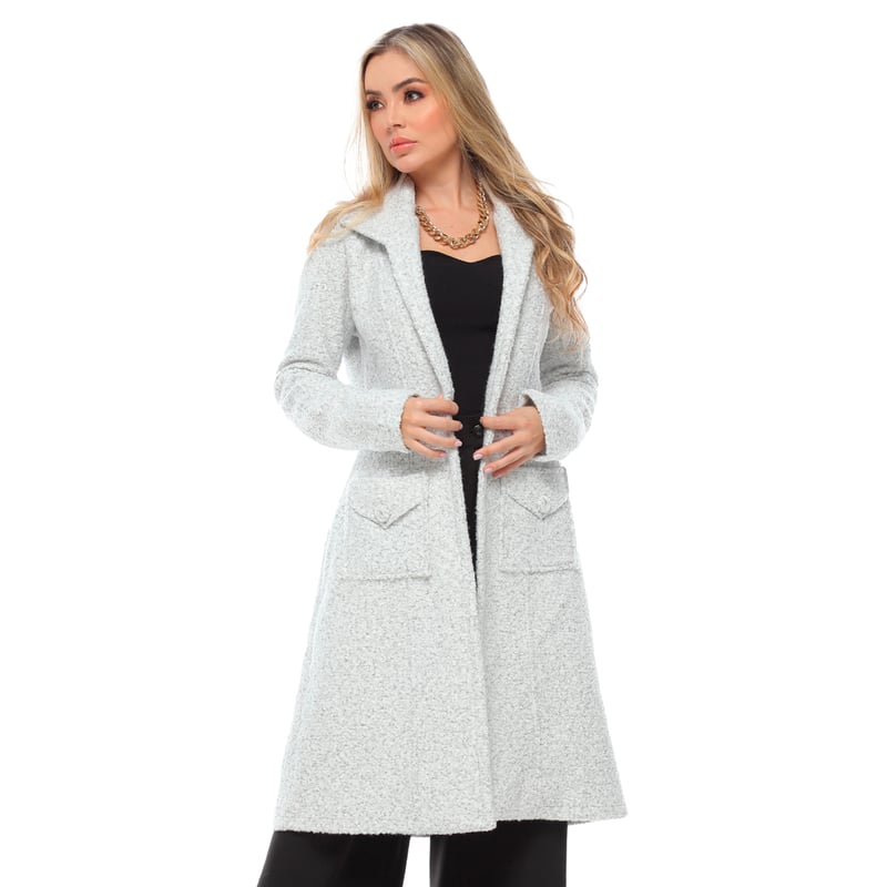 Gaban Abrigo Para Mujer De Paño largo Gris SYK | falabella.com