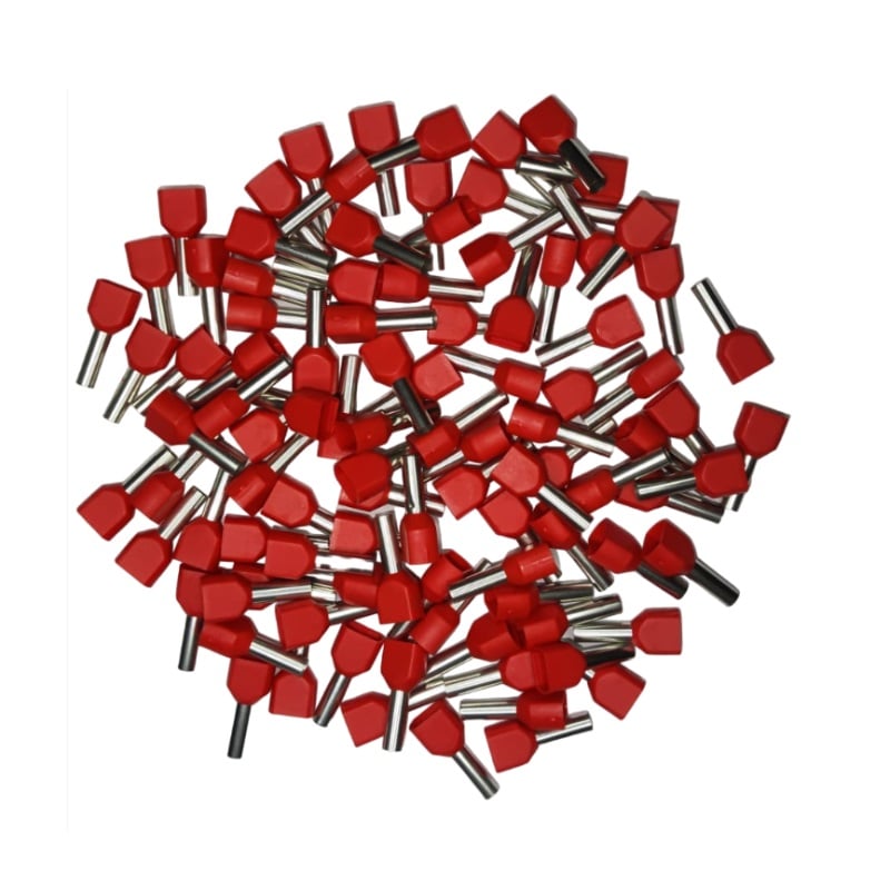 100pcs Terminal doble Pin Tubular Cable 2x12AWG TE4012 ROJO GENERICO ...
