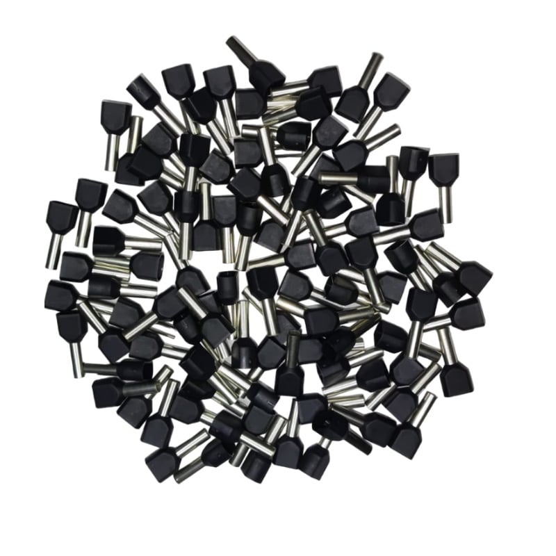 100pcs Terminal doble Pin Tubular Cable 2x12AWG TE4012 NEGRO GENERICO ...
