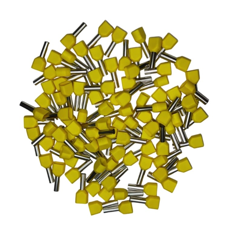 100pcs Terminal doble Pin Tubular Cable 2x14AWG TE2510 AMARILLO ...