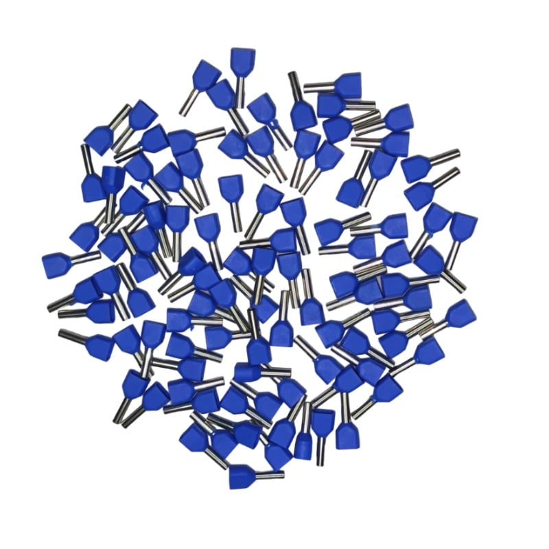 100pcs Terminal doble Pin Tubular Cable 2x16AWG TE1508 AZUL GENERICO ...