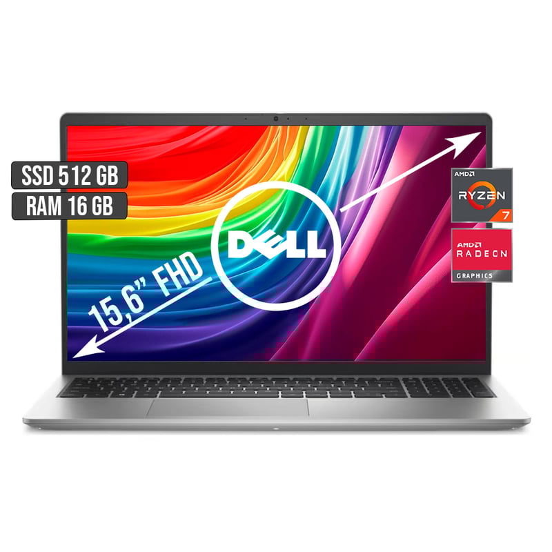 PORTATIL DELL AMD RYZEN 7-5700U SSD 512GB RAM 16GB LED 15,6 FULL HD ...