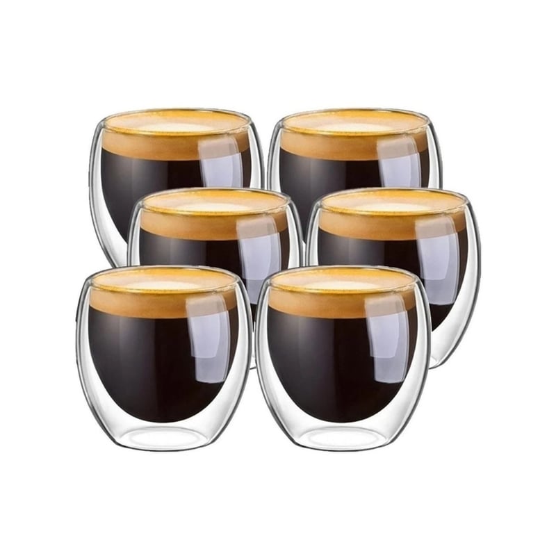 Pocillo Taza Café De 80ml Doble Pared Vidrio Borosilicato X2 GENERICO ...