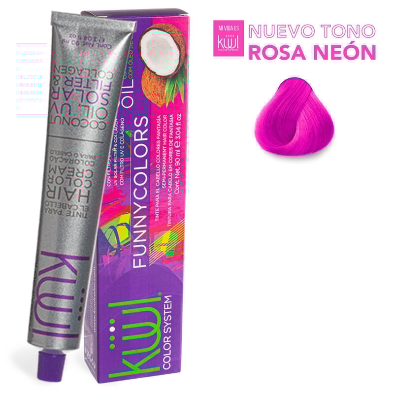 Tinte Para el Cabello Kuul Funny Colors Fantasia Rosa Neón 90ml ...