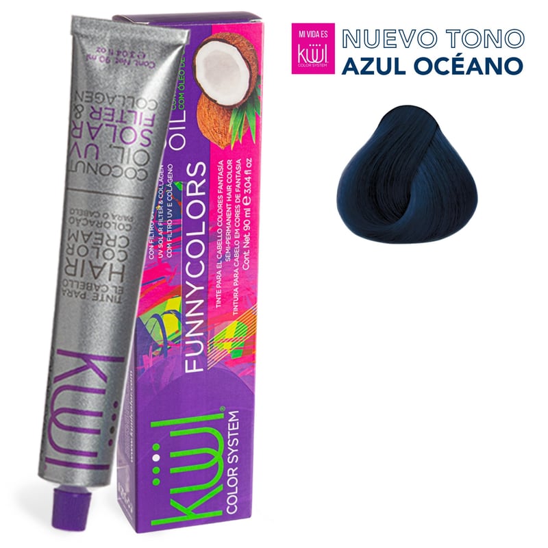 Tinte Para el Cabello Kuul Funny Colors Fantasia Azul Oceano 90ml ...