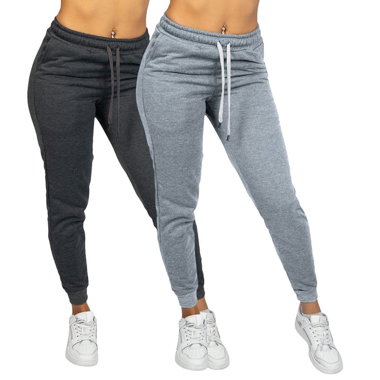 Duo pantalon Mujer Sudadera Jogger Gris oscuro y Gris claro algodón ...