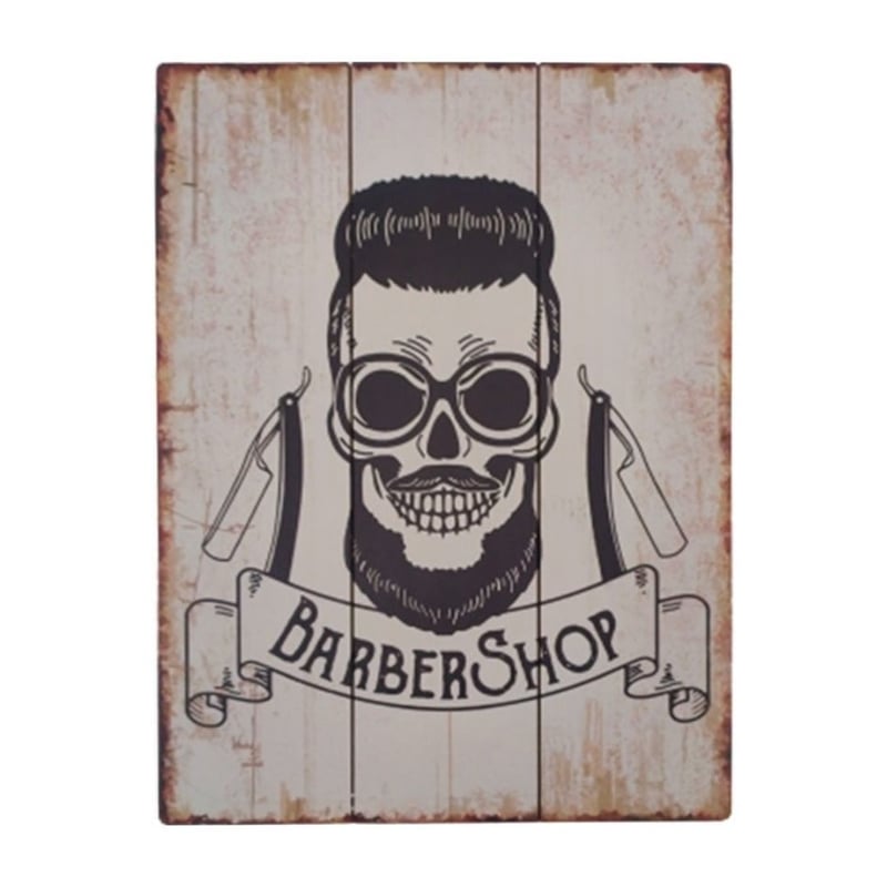 Retablo 30×40 Barber Shop Calavera Blanca Moblihouse MOBLIHOUSE ...
