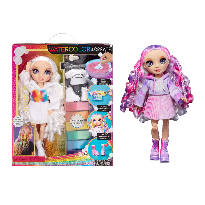 Muñeca Rainbow High Crea y diseña acuarela lavables RAINBOW HIGH ...