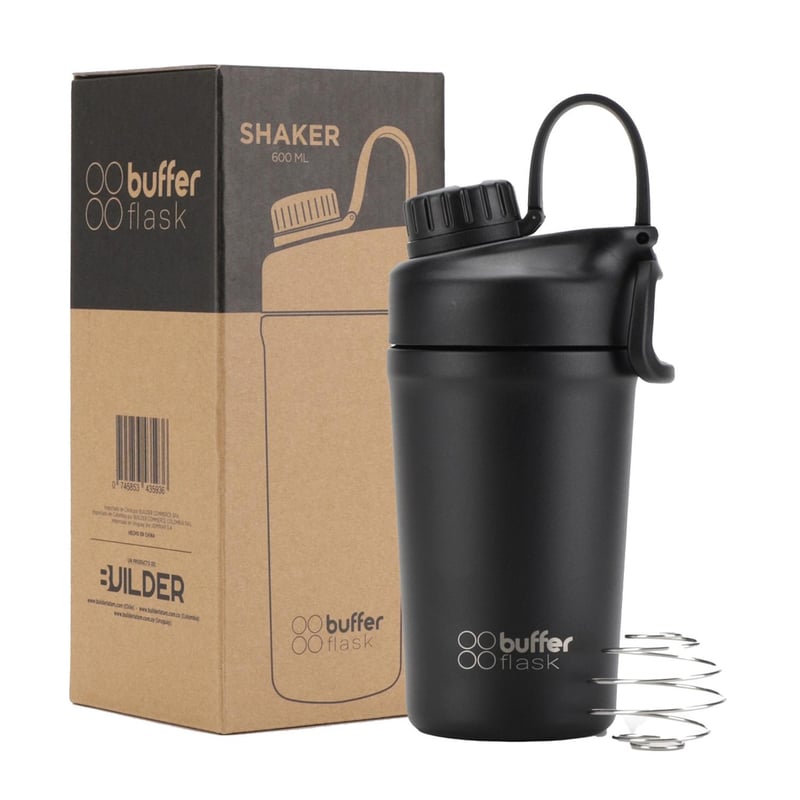 Termo Botella Shaker Mezclador Gym Acero Inoxidable Buffer - Negro ...