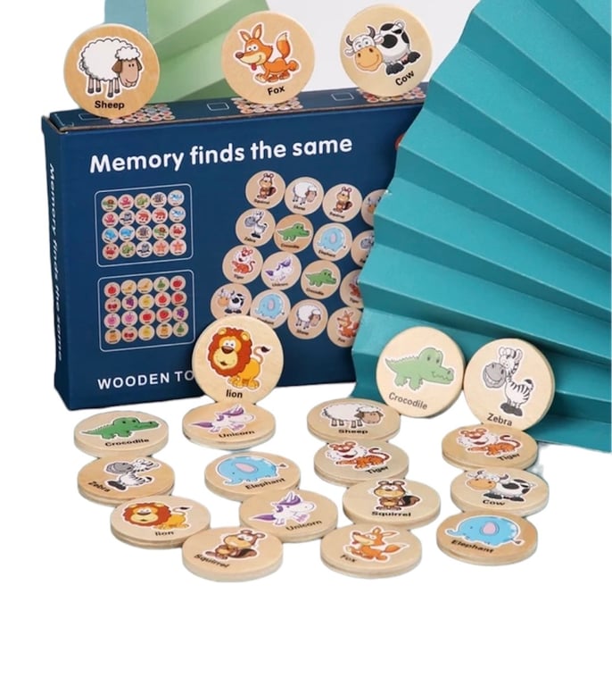 Juego de Mesa memoria Didactico Animales Salvajes Niños GENERICO ...