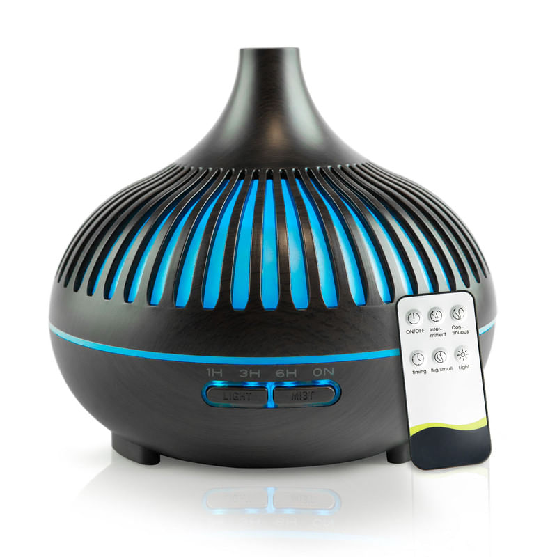 Difusor Aromas Con Control Luces Led 7 Colores Temporizador Madera ...