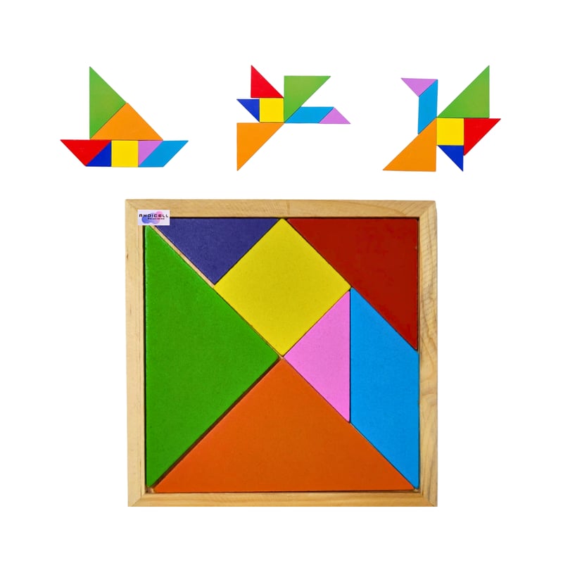 Juego Tangram Didáctico Educativo Madera x 7 Piezas GENERICO ...