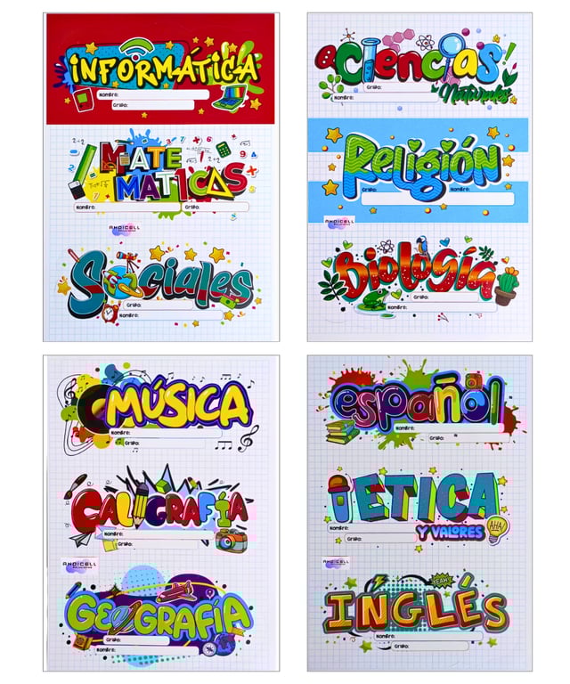 Stickers Materias Escolares en Español para Marcar Cuadernos GENERICO ...