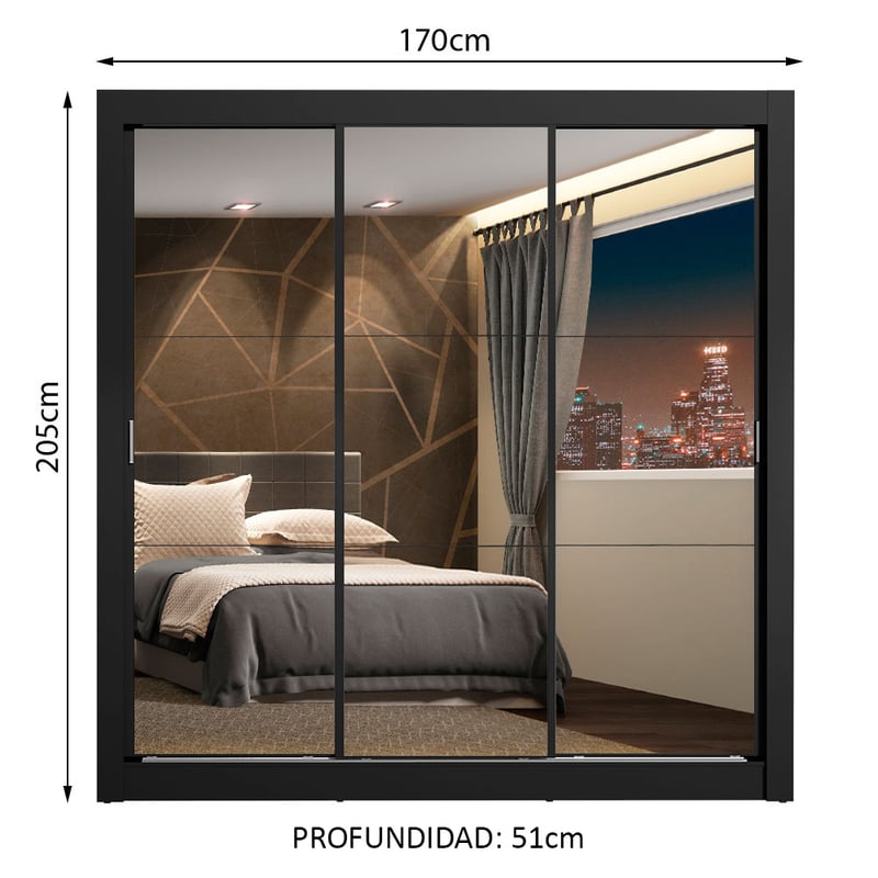 Closet Monaco 3 Puertas Corredizas con Espejos MADESA | falabella.com
