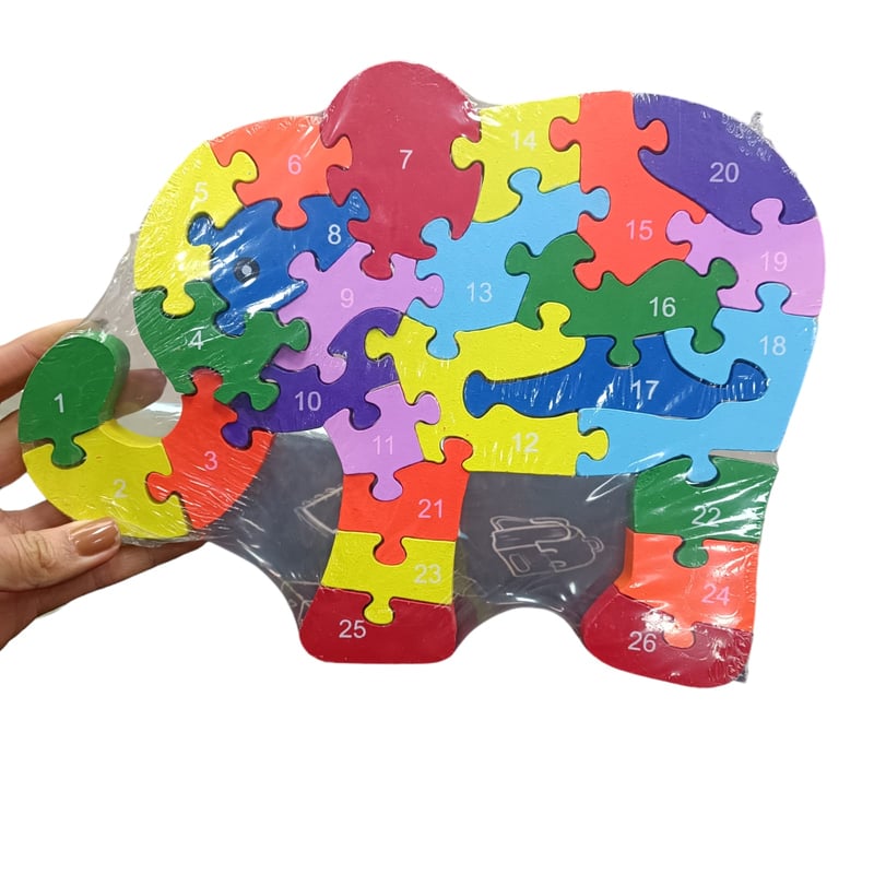 Rompecabezas Elefante Abecedario Y Numeros Madera Aprende GENERICO ...