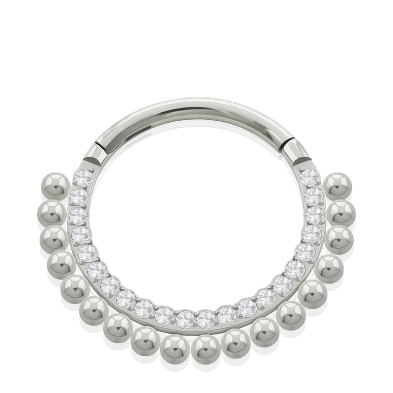 Titanio Piercing Aro Cicker con Bisagra Astral y Cristales Zirconias de ...