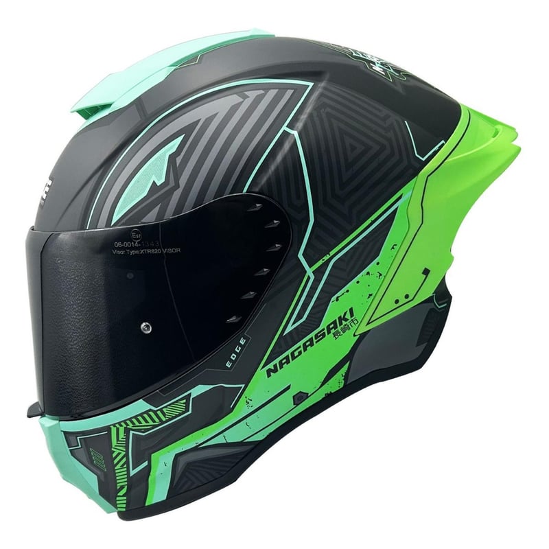 Casco Edge Integral Nagazaki Verde / Azul Certificado DOT - ECE - Verde ...