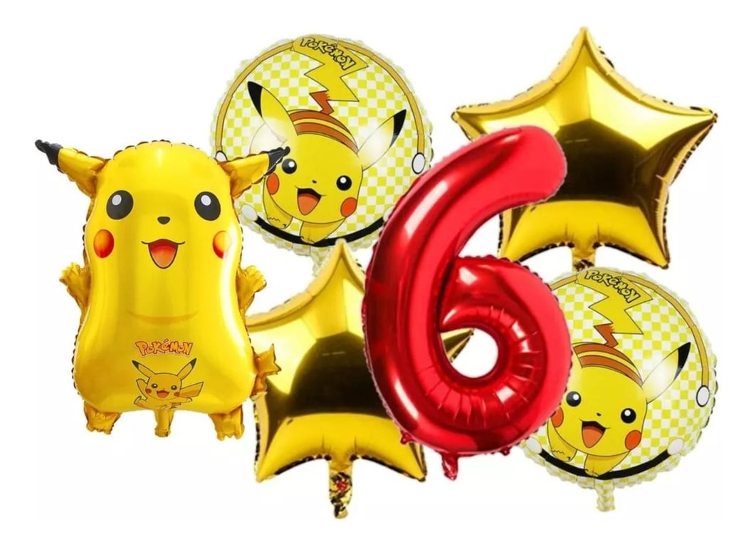 Kit Decoración Globos Pikachu Número Rojo Cumpleaños Ash -6 GENERICO ...