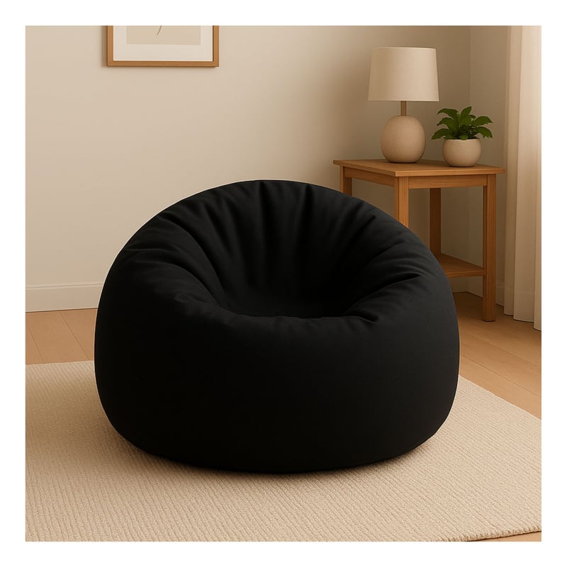 Puff Redondo Negro Gigante Silla Lona Dormipuff DORMIPUFF | falabella.com