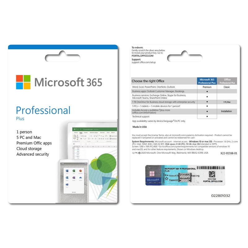 Office 365 I 5 Dispositivos I Windows y MacOs Tarjeta Key Card ...