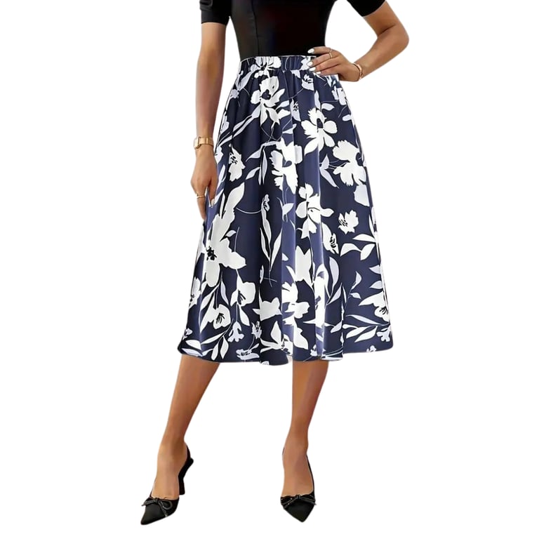 Falda Linea A Midi Campana Cintura Elastizada YURELKSHOP | falabella.com