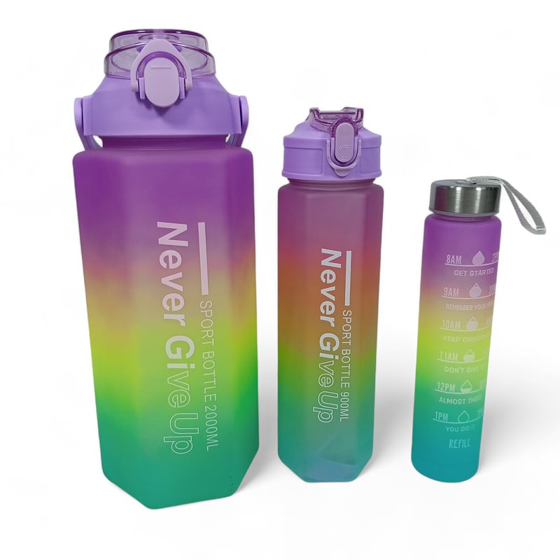 SET DE 3 TERMOS PLASTICO DEGRADADO - LILAAMARILLOVERDE YOYOSO ...