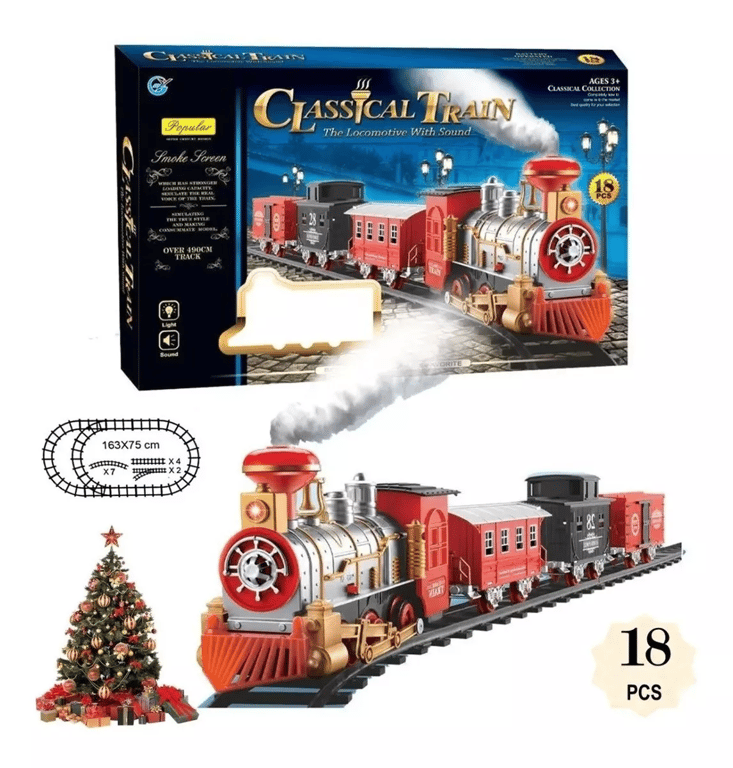Tren Clásico Navideño 4 Vagones 490 Cm Luz Humo Y Sonido GENERICO | falabella.com