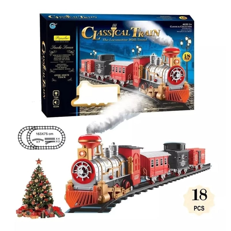 Tren Clásico Navideño 4 Vagones 490 Cm Luz Humo Y Sonido GENERICO | falabella.com
