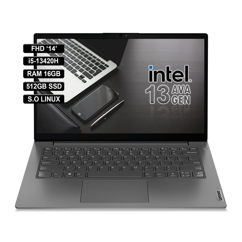 PORTATIL LENOVO V14 G4 IRU FHD INTEL I5-13420H RAM 16GB 512GB SSD GREY ...